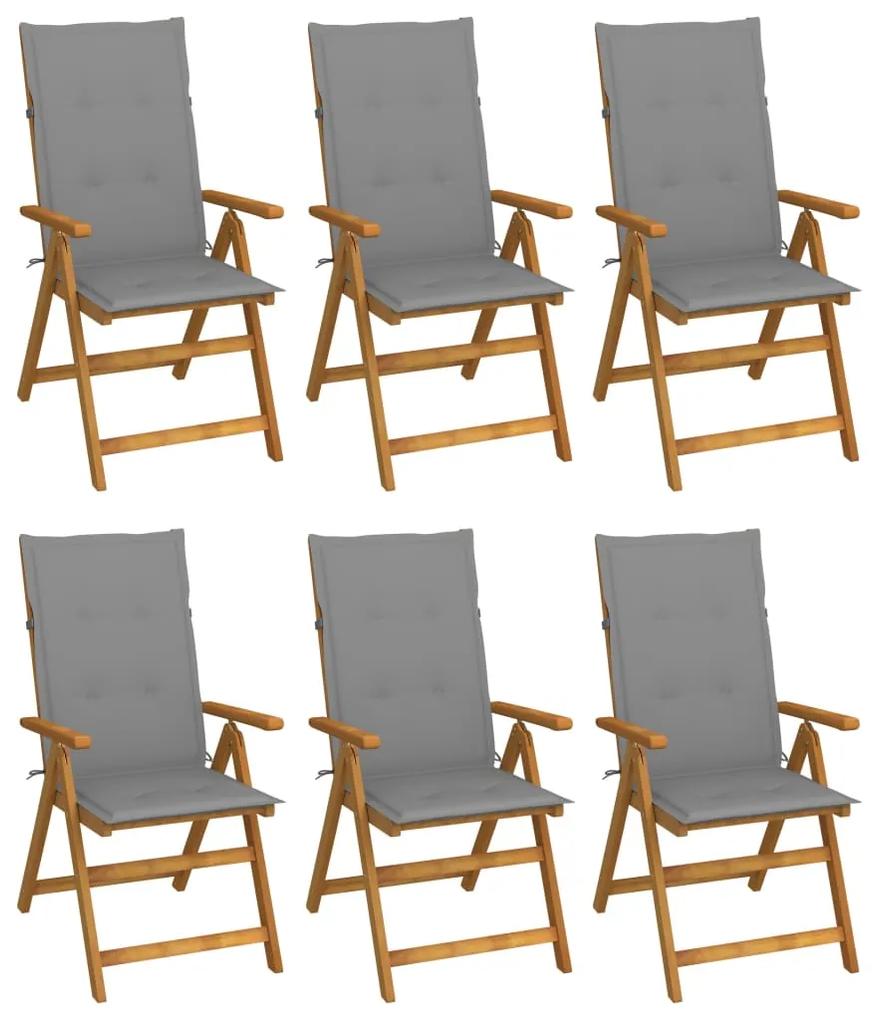 Skládací zahradní židle s poduškami 6 ks masivní akácie,  3064120