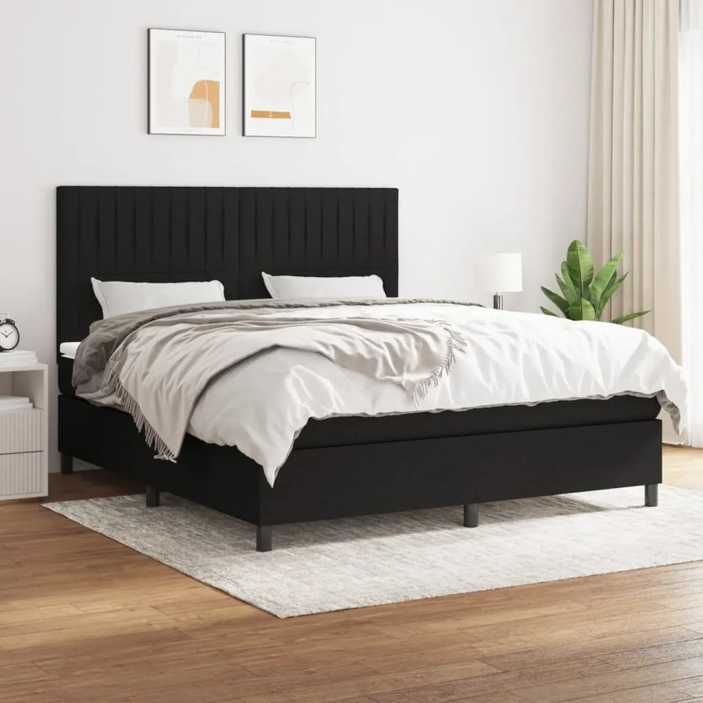 Box spring postel s matrací černá 160x200 cm textil 3141947