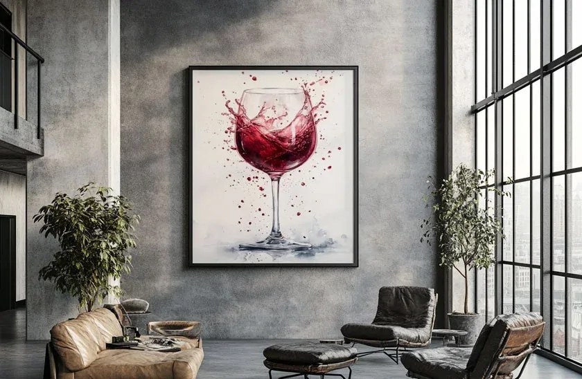 Vínový okamžik - obraz - Dynamická elegance červeného vína 20 - 50 x 70 cm - 649 Kč