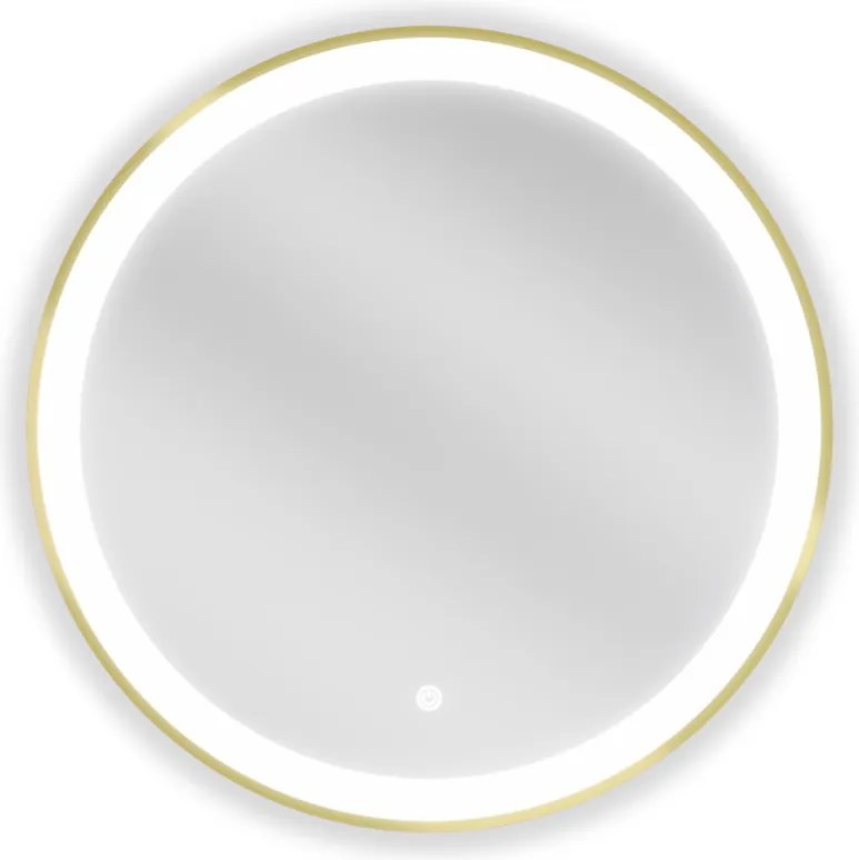 Mexen Esso, kulaté LED podsvícené koupelnové zrcadlo 60 cm, 6000K, topná podložka proti zamlžování, zlatý rám, 9825-060-060-611-50