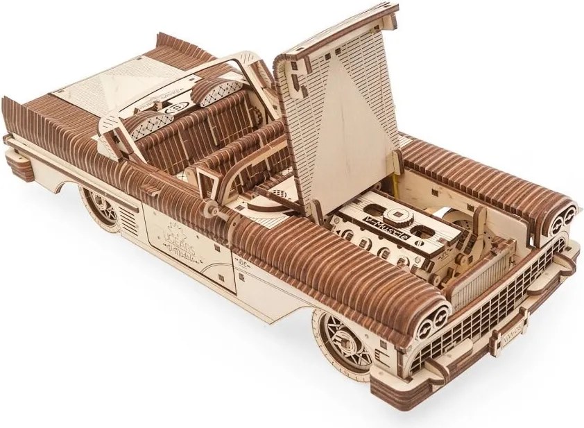 Hračka Ugears 3D dřevěné mechanické puzzle VM-05 Auto (50's convertible)
