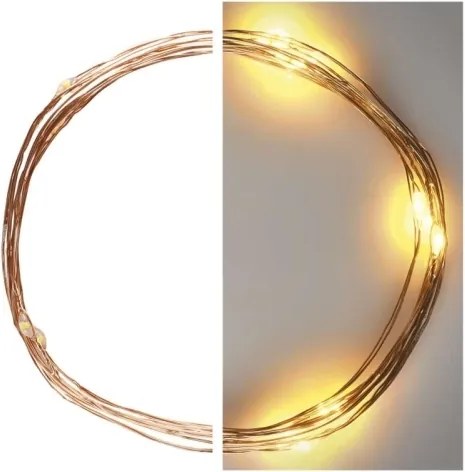 Vánoční osvětlení EMOS D3AW07 ZY1952 20LED nano řetěz měděný 1,9m 2xAA teplá bílá s časovačem