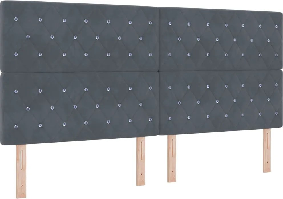 Postel s boxspringem s matrací Tmavě šedá 200 x 200 cm samet 3341973