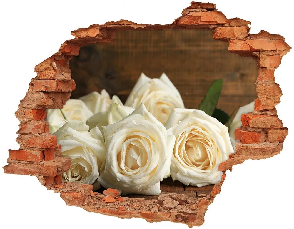Wallmuralia Samolepící díra nálepka Bílé růže 90x70 cm