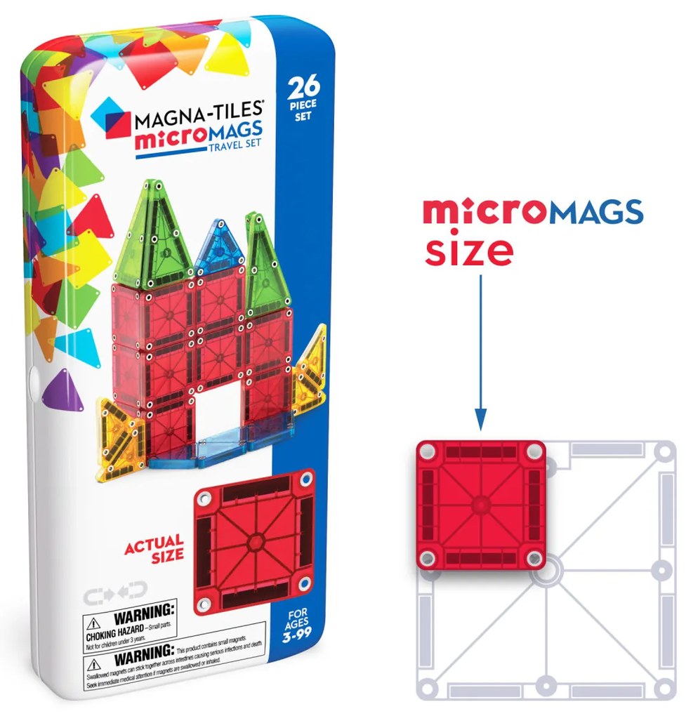 MAGNA-TILES Magnetická stavebnice microMAGS Travel Set 26 dílů