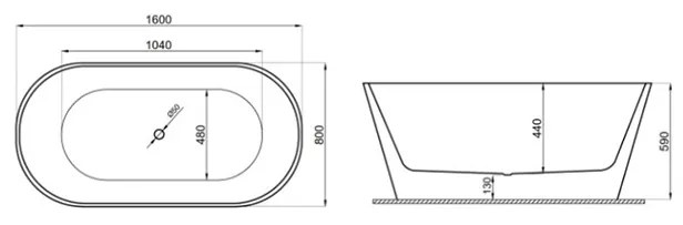 Polimat Akrylátová volně stojící vana Uzo 160x80 Barva: Bílá/granat, Rozměry (cm): 160x80