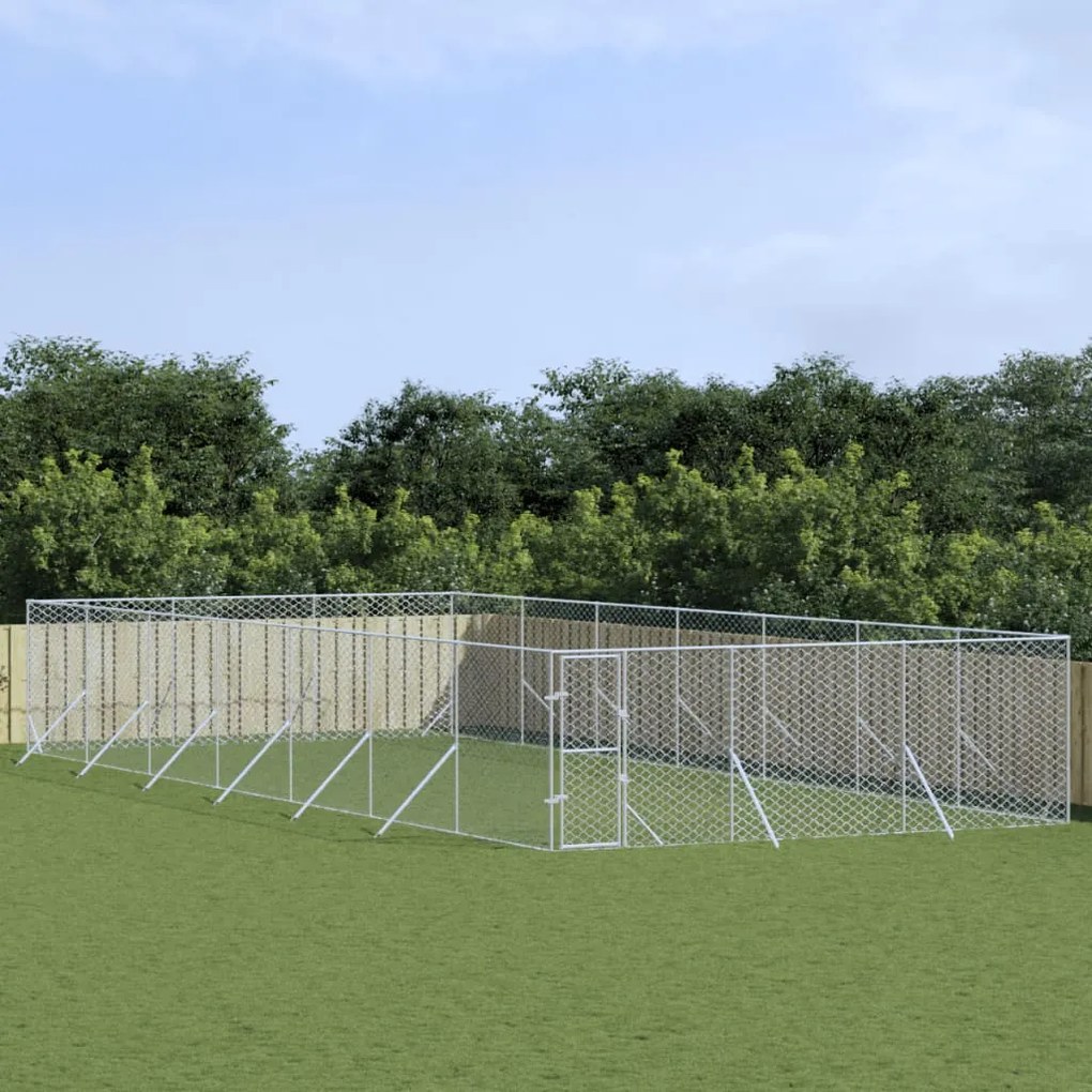 Venkovní psí kotec stříbrný 6 x 14 x 2 m pozinkovaná ocel 3190462