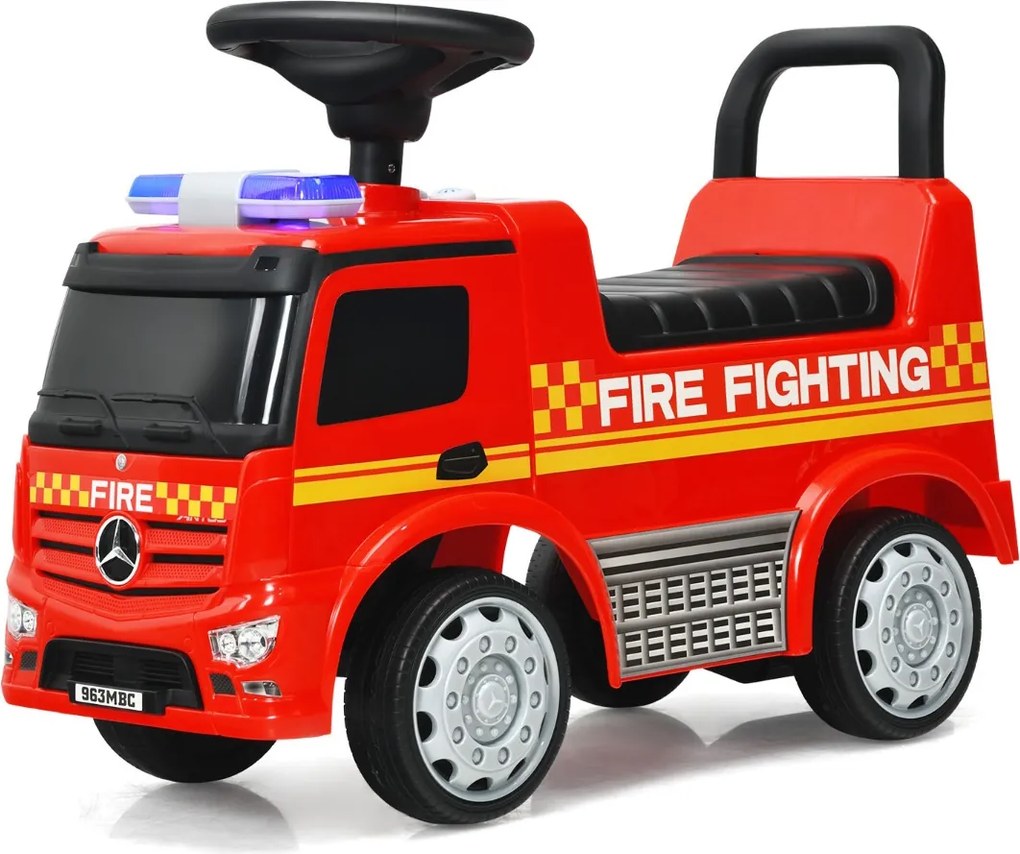 Costway Dětské hasičské auto s licencí Mercedes Benz červené – 62 × 29 × 43 cm