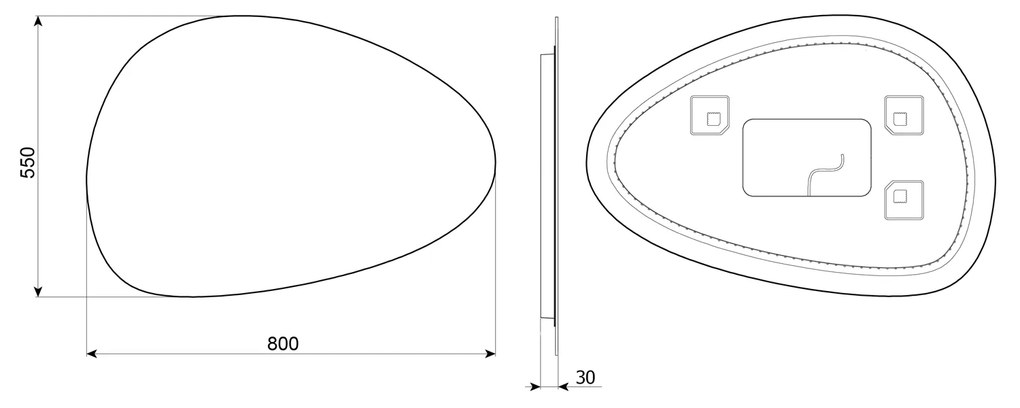 Sapho STEN zrcadlo s LED podsvícením 80x55cm - NA280