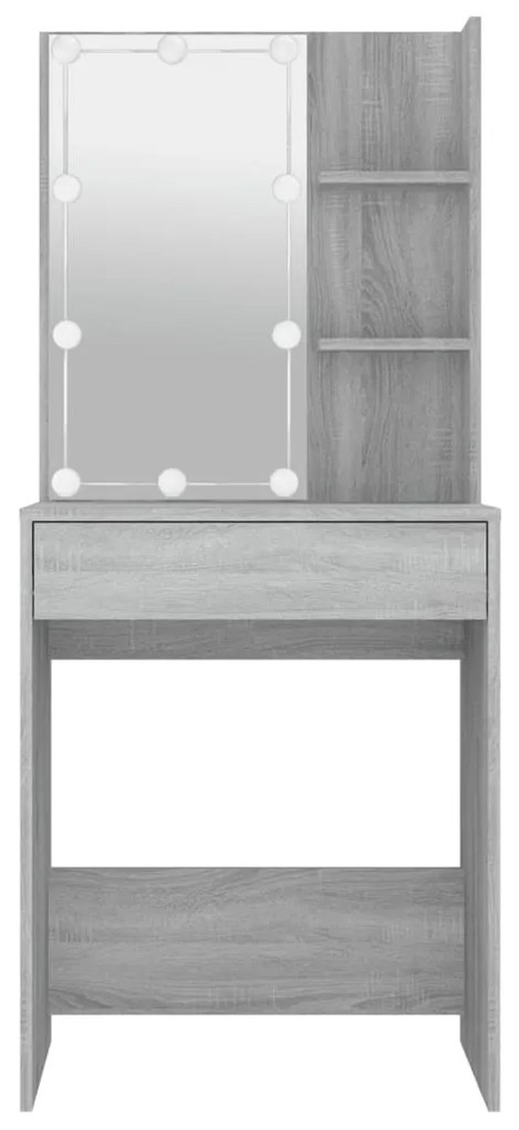 Toaletní stolek s LED šedý sonoma 60 x 40 x 140 cm - Default Title