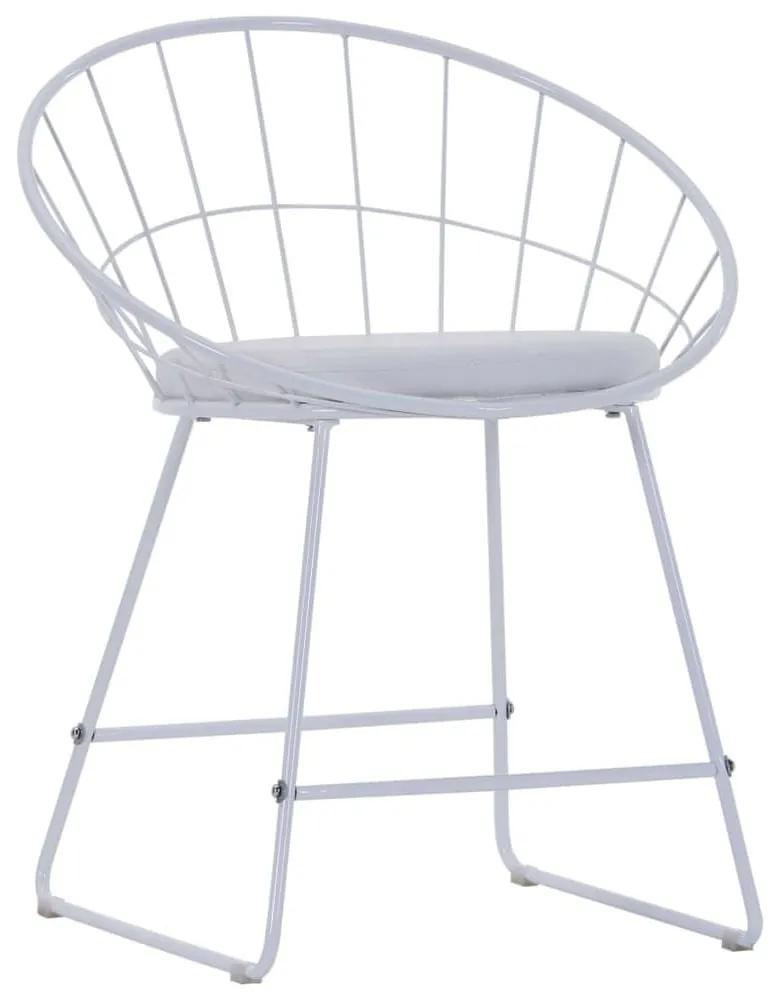 Petromila Jídelní židle se sedáky z umělé kůže 4 ks bílé ocelové