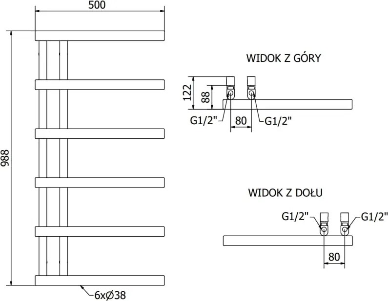 Mexen Jukon dekorativní koupelnový radiátor 988 x 500 mm, 461 W, bílý - W116-0988-500-00-20