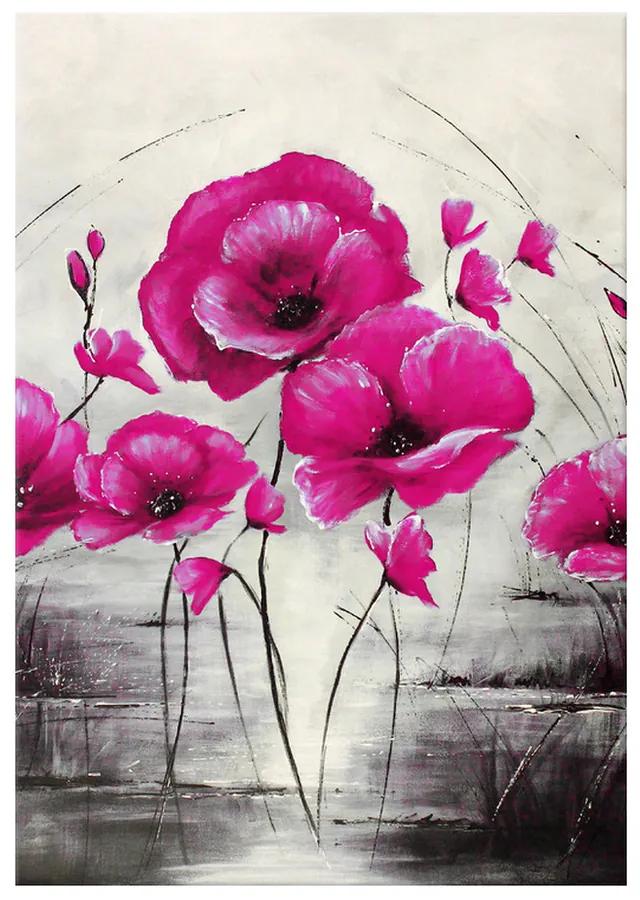Gario Ručně malovaný obraz Růžové Vlčí máky Rozměry: 120 x 80 cm