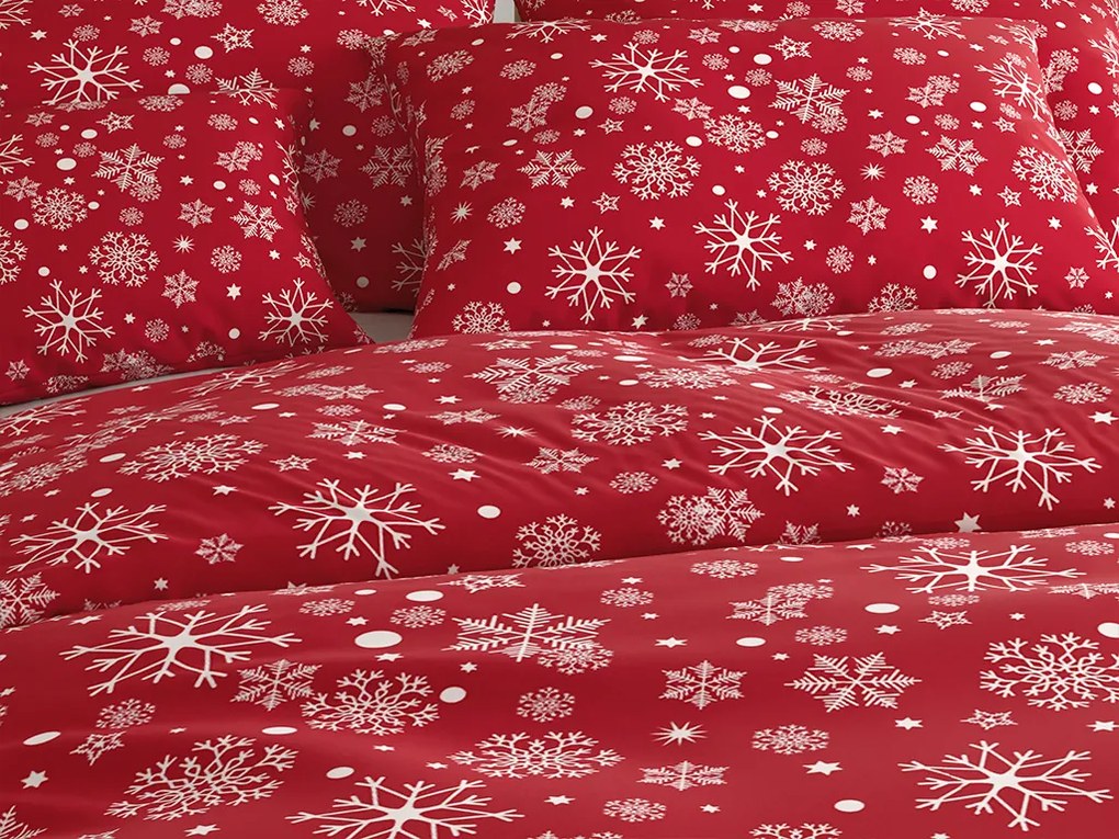 Povlečení z mikrovlákna SNOWFALL červené Rozměr povlečení: 2 ks 70 x 90 cm | 200 x 220 cm