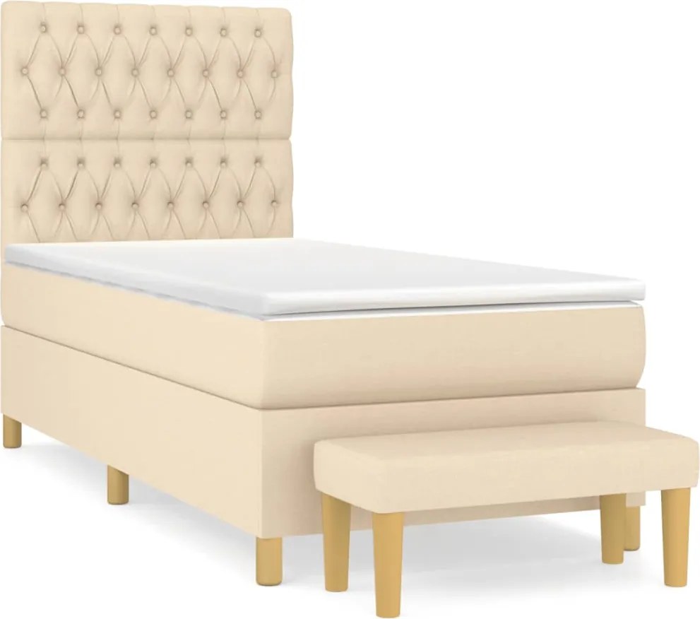 Box spring postel s matrací krémová 100 x 200 cm textil 3137378
