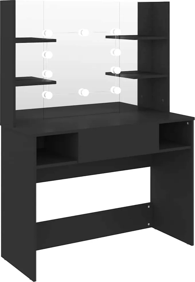 Kosmetický stolek s LED světly 100 x 40 x 135 cm MDF černý 331540