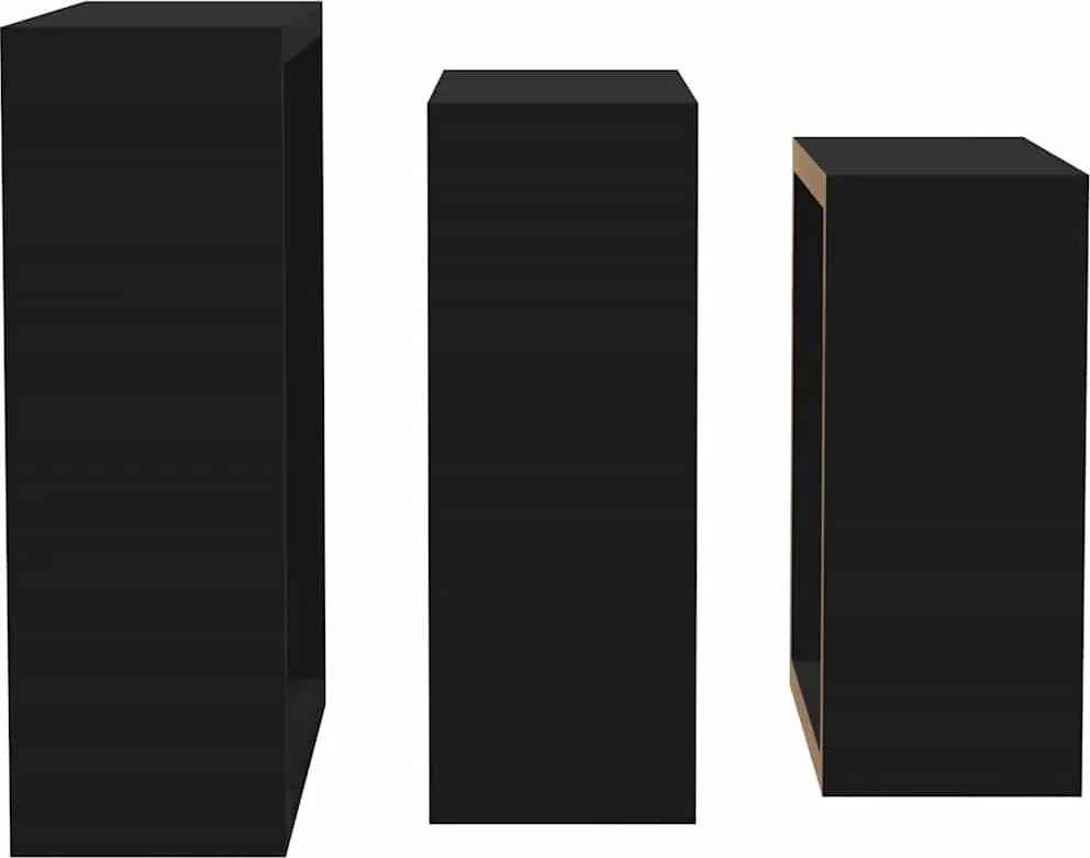 Nástěnné police kostky 3 ks černé MDF 323950