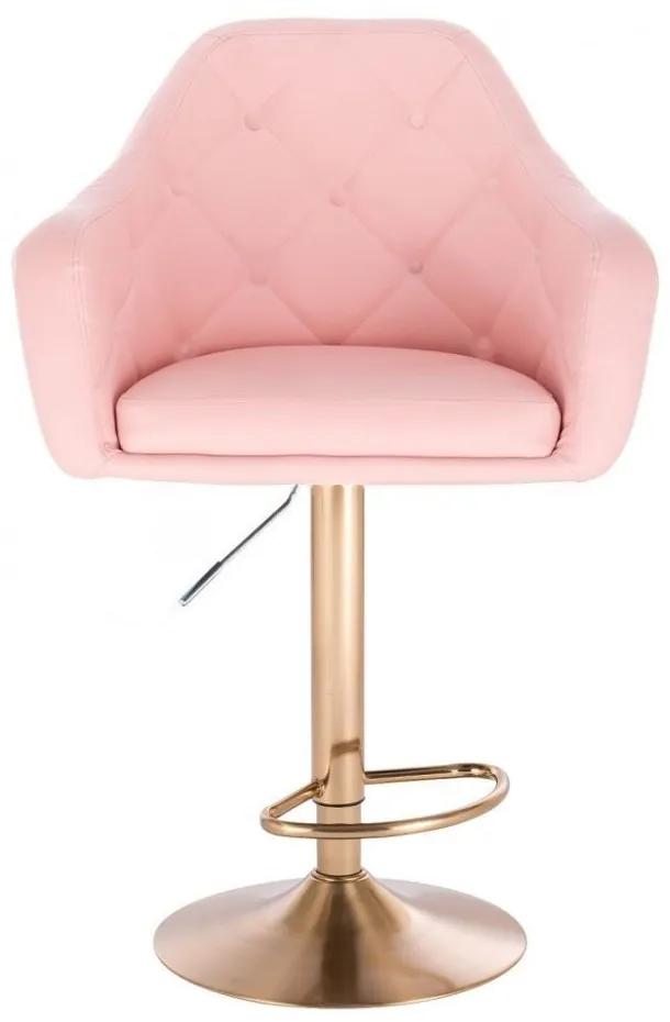 LuxuryForm Barová židle ANDORA na zlatém talíři - růžová