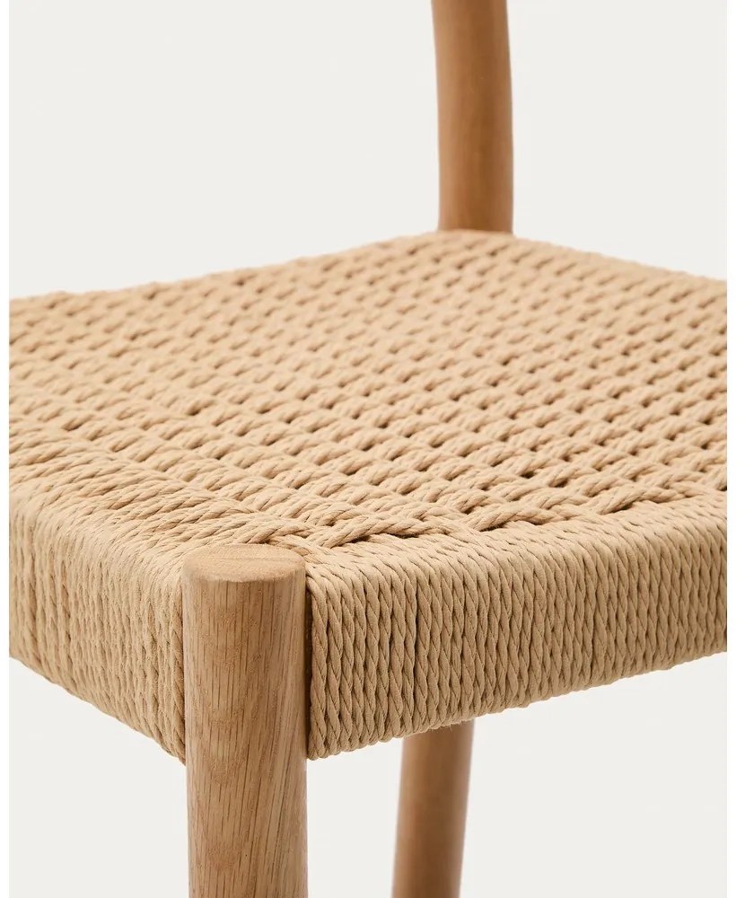 Barová židle z dubového dřeva v přírodní barvě (výška sedáku 65 cm) Yalia – Kave Home