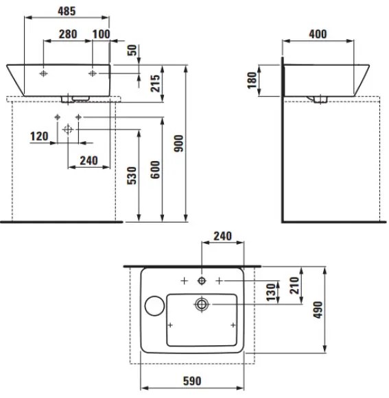 BPS-koupelny Keramické umyvadlo do nábytku Laufen ALESSI DOT