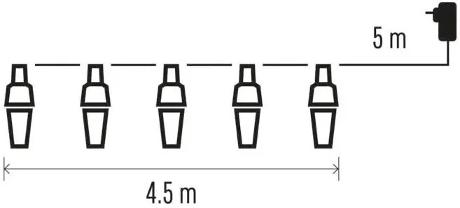 LED světelný párty/vánoční řetěz 10x kužel čirá, 4,5 m, venkovní i vnitřní, studená bílá