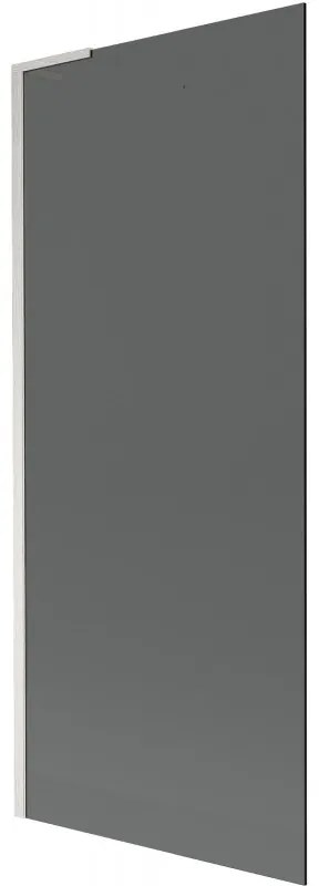 Mexen Next L, 1-křídlová vanová zástěna 80 x 150 cm, 6mm šedé sklo, 6mm čiré sklo, profil broušená ocel, 895-080-000-03-40-97
