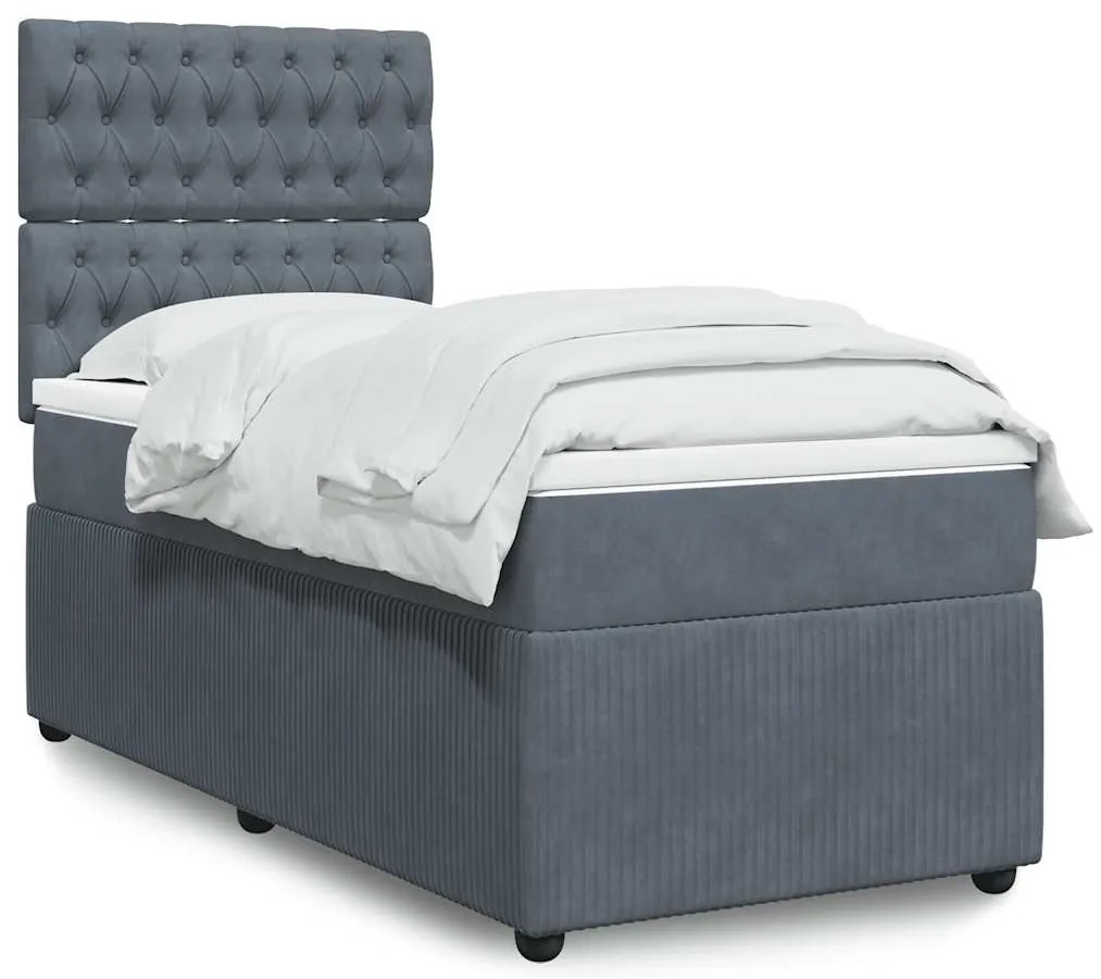 Box spring postel s matrací tmavě šedá 90x200 cm samet 3294545