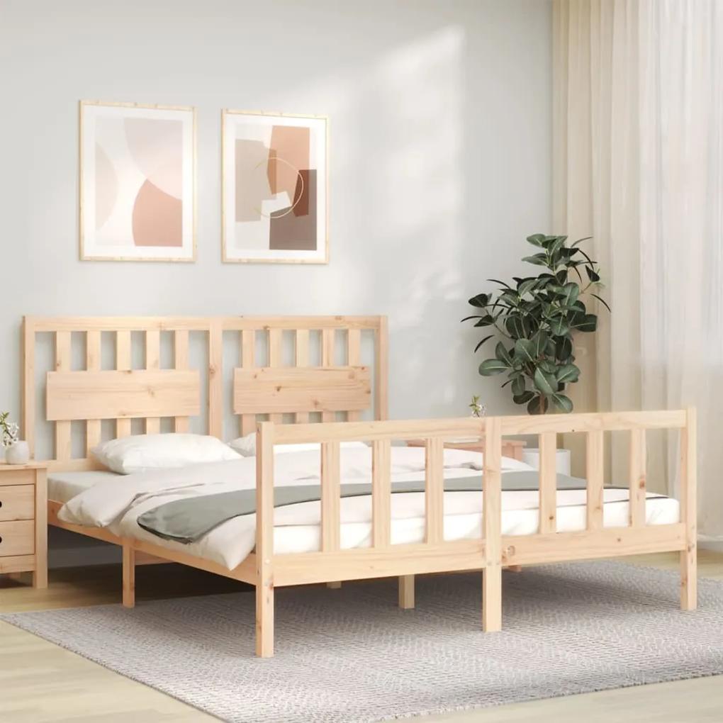 Rám postele s čelem 160 x 200 cm masivní dřevo,  3192436