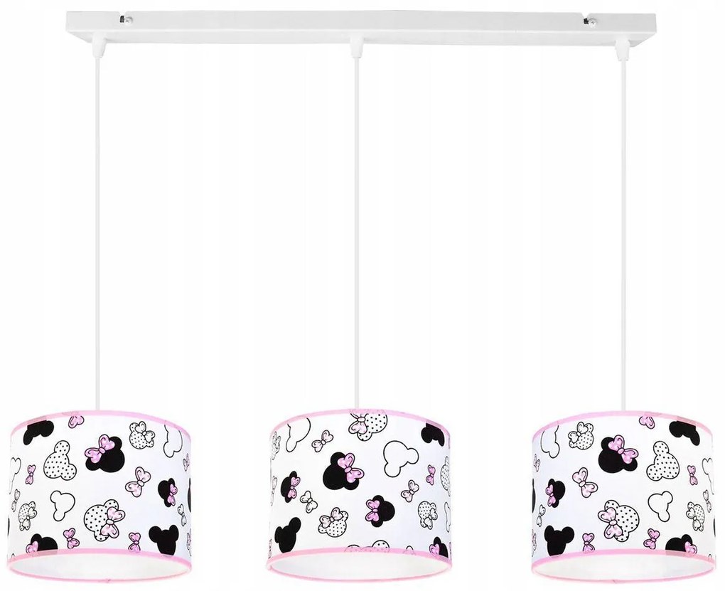 Dětské závěsné svítidlo Minnie, 3x textilní stínítko se vzorem