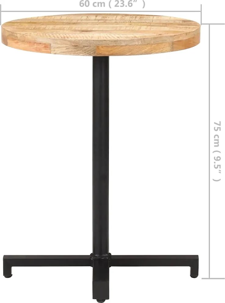 Bistro stůl kulatý Ø 60 x 75 cm hrubé mangovníkové dřevo 320265