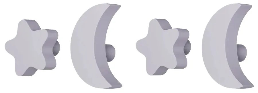 Háčky Stars and Moons hooks Lilac - set 4 ks Nofred