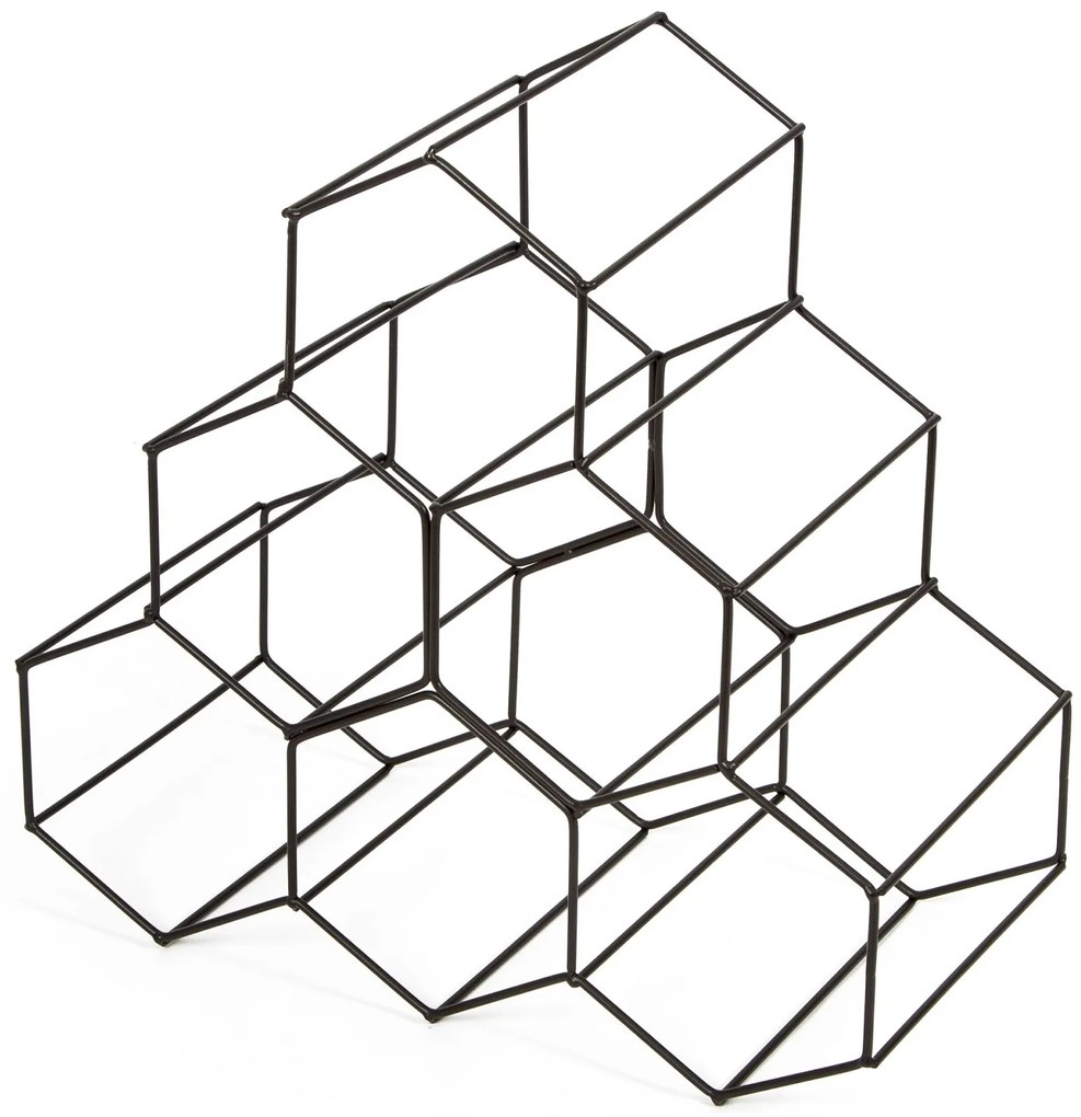 Stojan na víno compactor hexagon pro 6 lahví,matná ocel,28x28x14,5 cm
