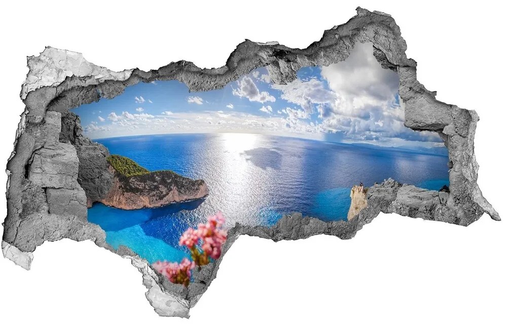 Wallmuralia Díra 3D ve zdi nálepka Zakynthos Řecko 95x73 cm