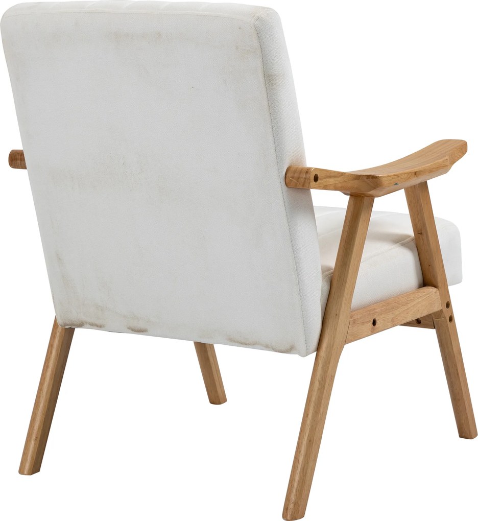 HOMCOM čalouněné křeslo lounge chair v sametovém vzhledu s područkami, design Scandi, krémová, 68x74x82cm