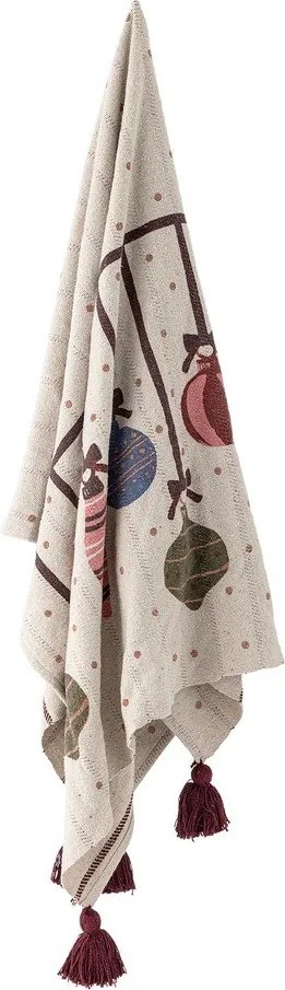 Béžová deka s vánočním motivem z recyklované bavlny 130x160 cm Ornamentia – Bloomingville