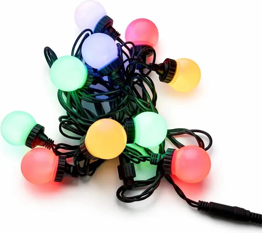 Easy Fix LED party osvětlení, 5 m, venkovní, 10 kouliček, 70 barevných diod, černý kabel, IP67, prodlužovací