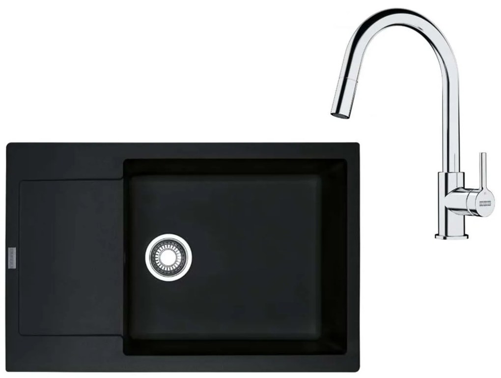 Franke - Kuchyňský set G260O, fragranitový dřez MRG 611-78 BB a baterie FS 3229.031, onyx/chrom 114.0700.724