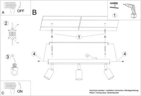 Stropní svítidlo SOLLUX VERDO 3L bílé GU10 3x10W bez žárovky SL.1288
