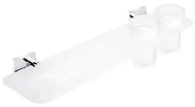 Nimco Keira - Police IXI s frézovanými otvory, 50 cm, se sklenkami, matované sklo/chrom KE X350-58DW-26