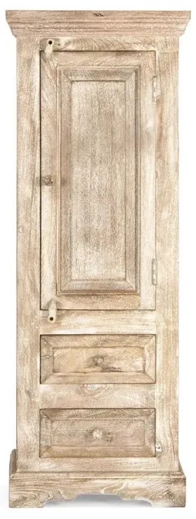 furniture-nabytek.cz - Masivní koupelnová vysoká komoda Patinor z mangového dřeva, lakovaná, přírodní – 48×33×130 cm
