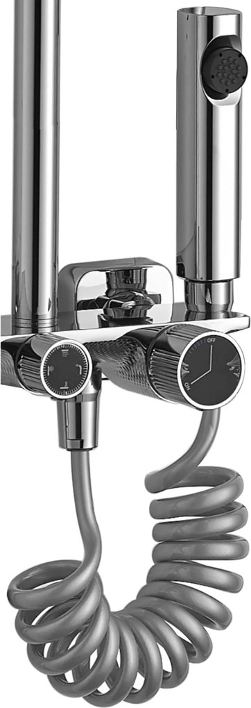 Rea Helix, nástěnný sprchový set s termostatickou baterií a bidetovou sprškou, chromová, REA-P6620