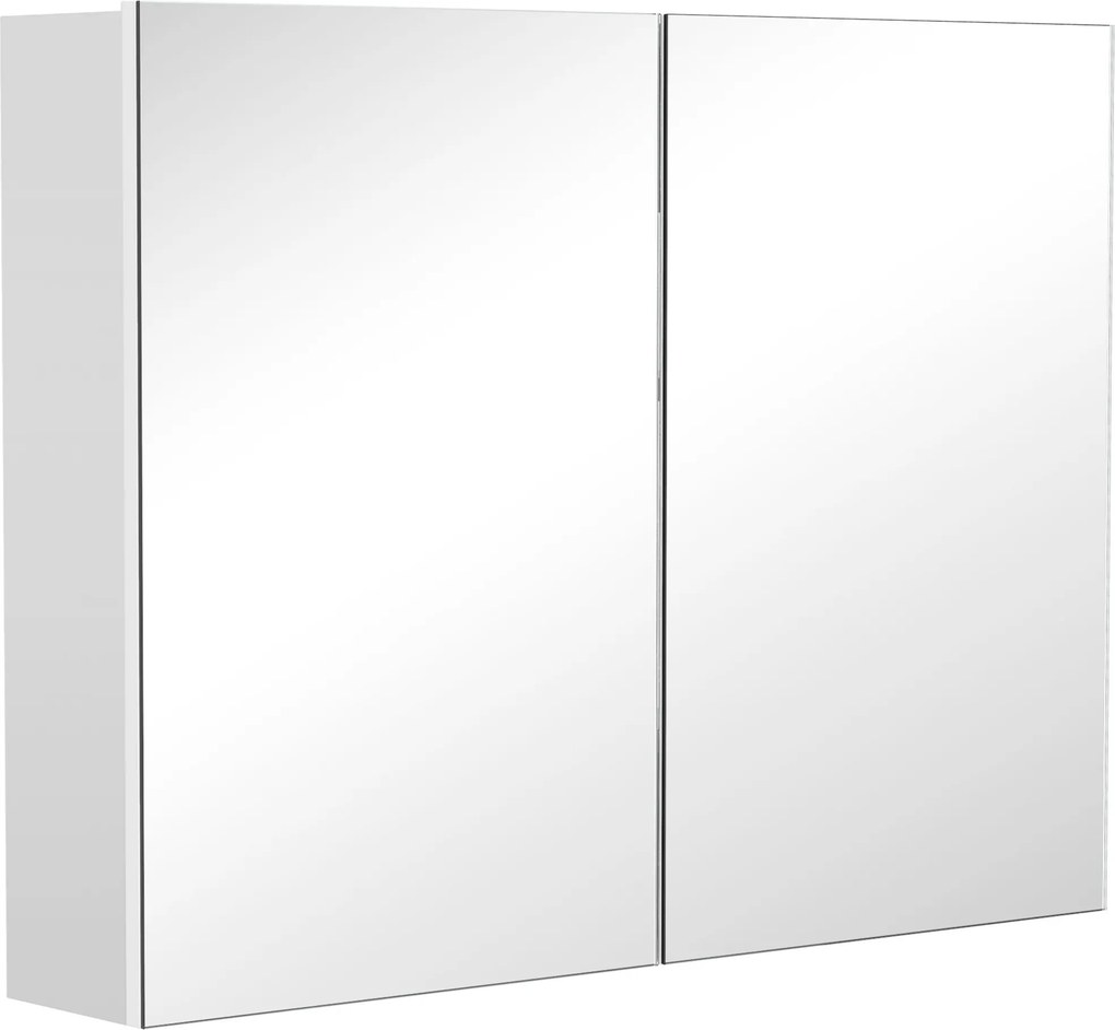 HOMCOM Koupelnová Skříň s Zrcadlem, 2-Dveřová Skříň s 3 Policemi Moderní Styl pro Ložnici a Obývací Pokoj 80x15x60 cm Světle Fialová
