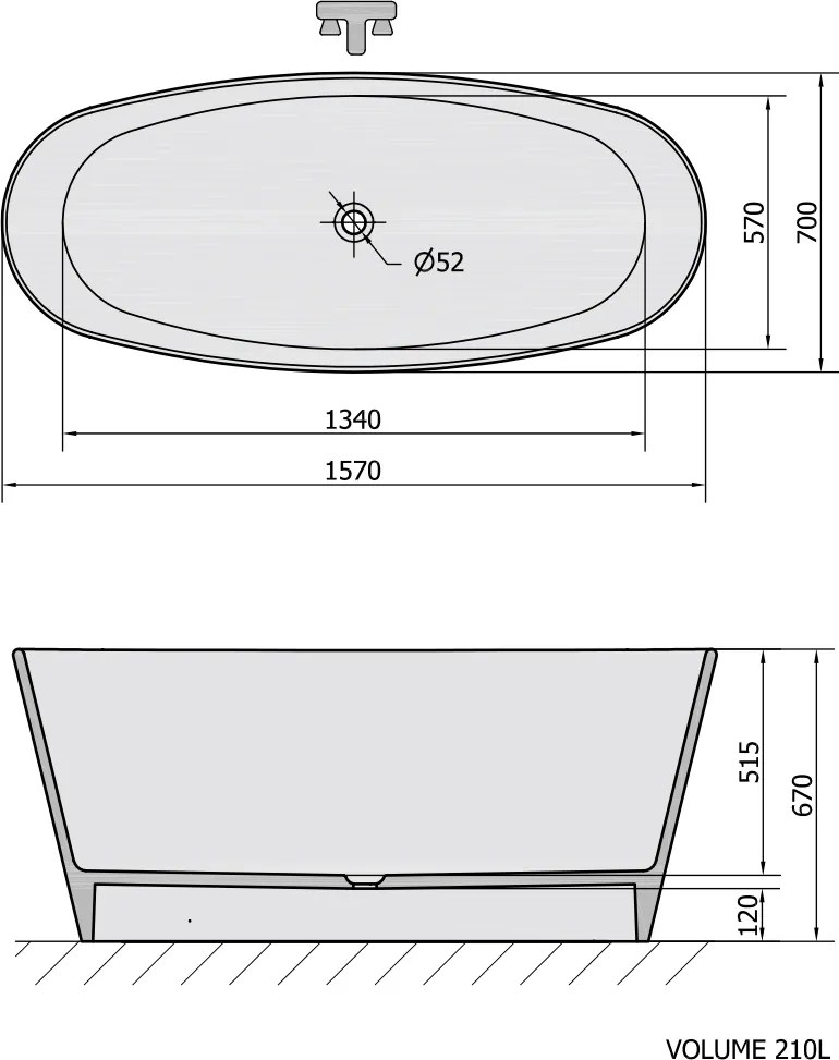 Polysan Tess vana volně stojící 157x70x67cm litý mramor 09613