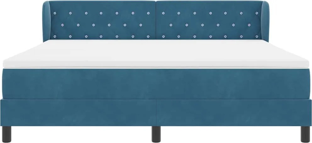 Postel s boxspringem s čelo Tmavě moddrá 180 x 200 cm samet 3340350