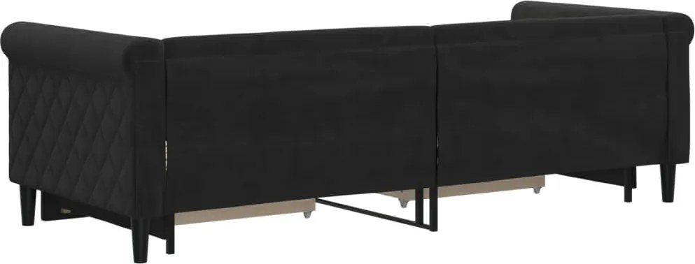 Válenda s přistýlkou a zásuvkami černá 80 x 200 cm samet 3197816