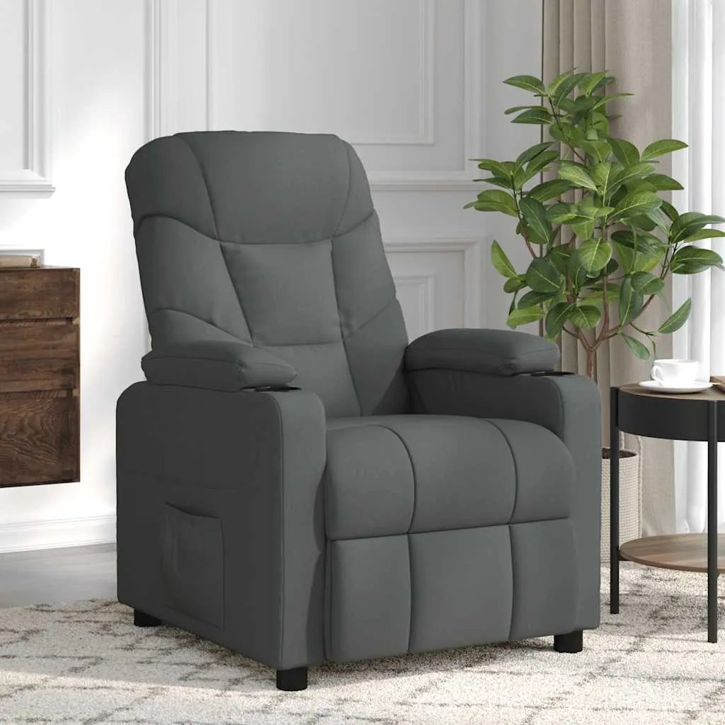 Masážní křeslo tmavě šedé textil 339093