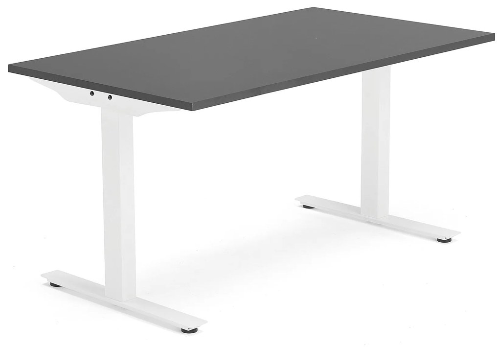 AJ Produkty Psací stůl MODULUS, T-nohy, 1400x800 mm, bílý rám, černá
