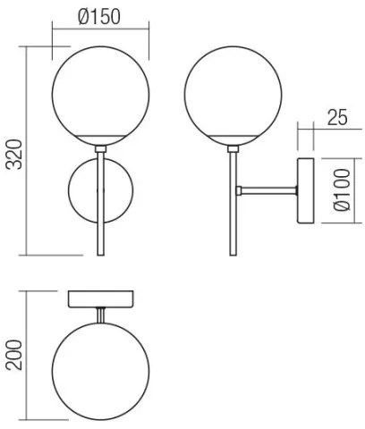 Redo 01-2942 - Nástěnná lampa MUNDI 1xE14/28W/230V měď/kouřová