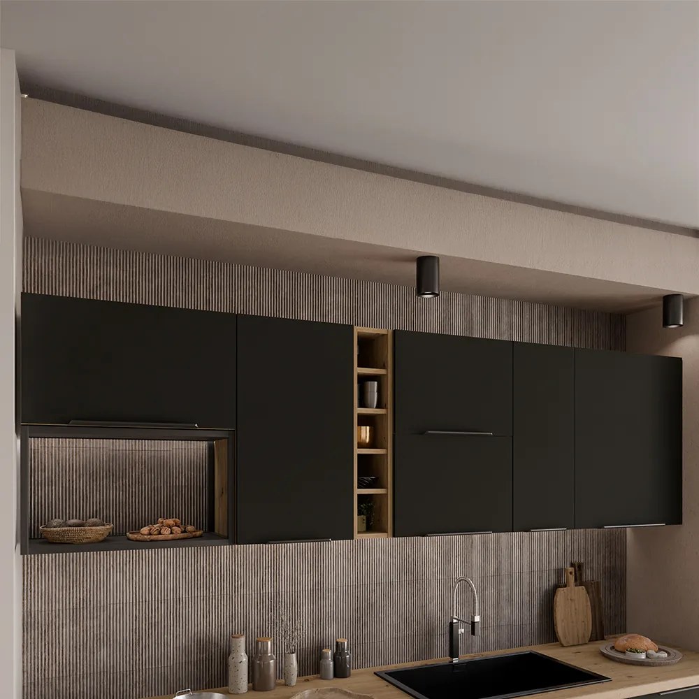 ARIA ac | vysoká skříňka 60 DP-210 2F na vestavnou troubu | 60 cm | ANTI FINGERPRINT povrch | artisan/černá