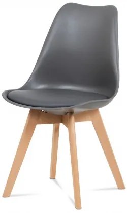 Lina - Jídelní židle šedá, plast + eko kůže